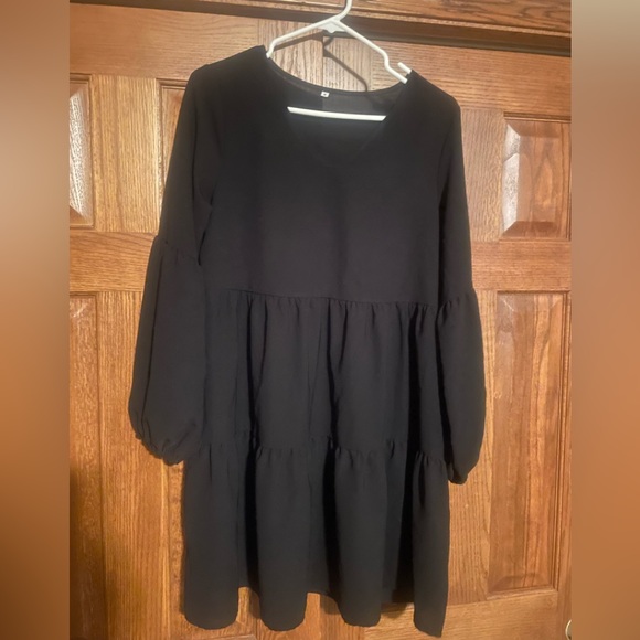 Dresses | Black Womens Long Sleeve Tiered Size Small Dress Like New ...